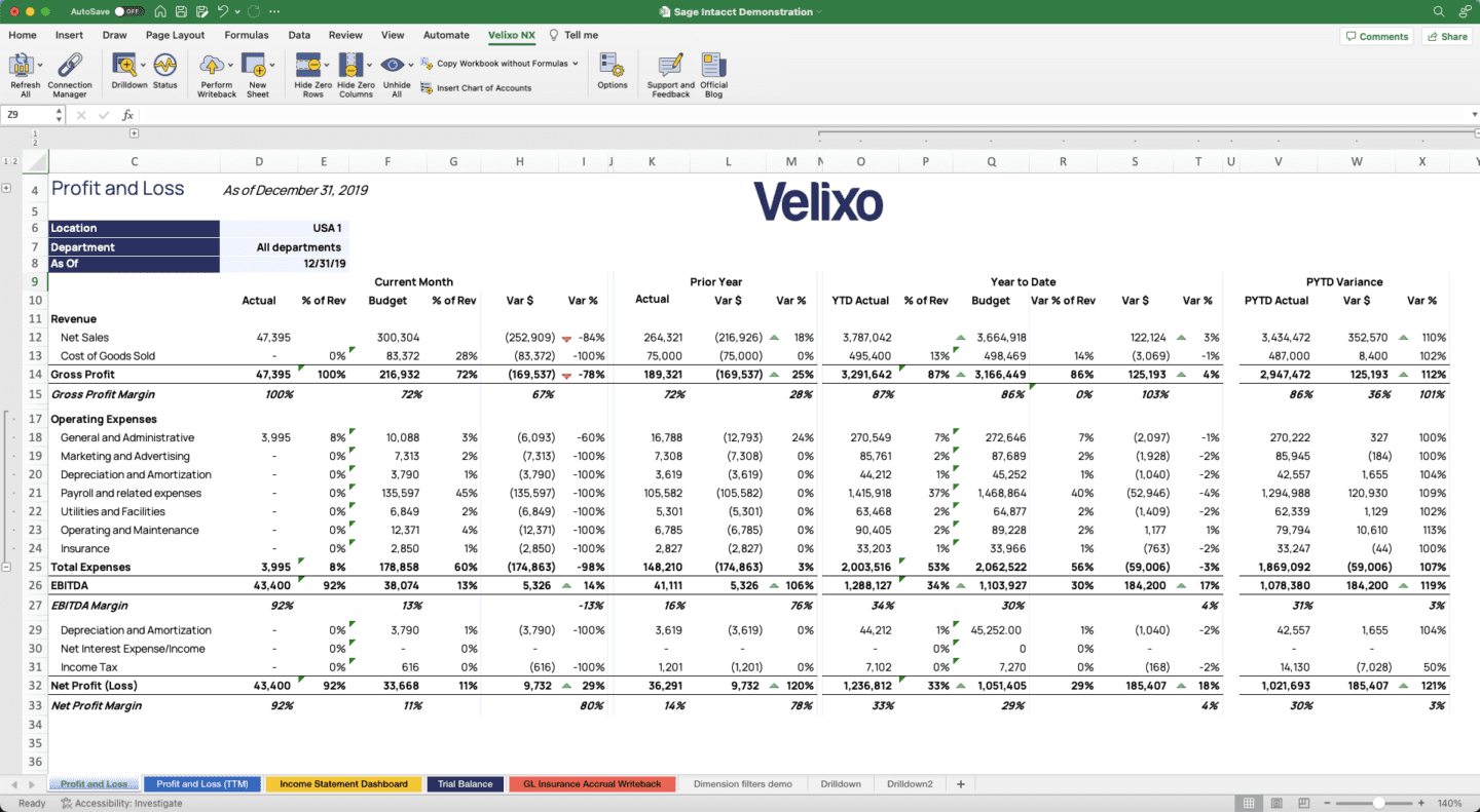 Excel Reporting, Planning & Automation for Sage Intacct - Velixo