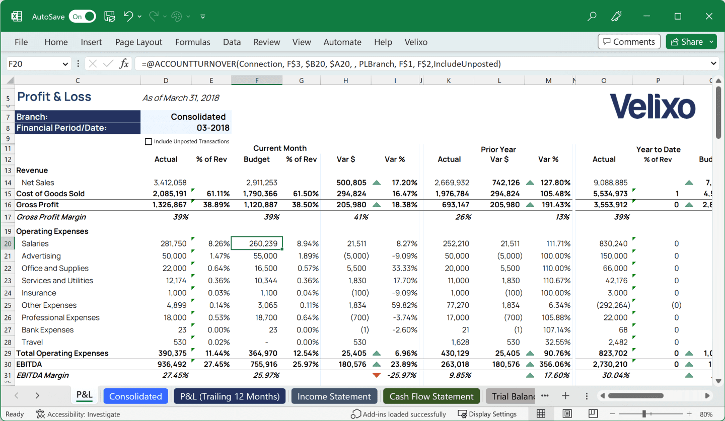 Excel reporting, budgeting & automation for ERPs - Velixo